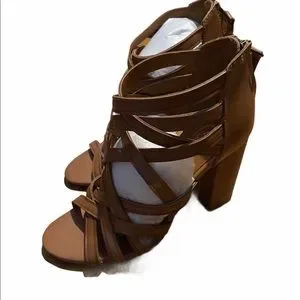 Ash | Shoes | Ash Excelsior 8 Tan Leather Strappy Sandal 4 In Block ...